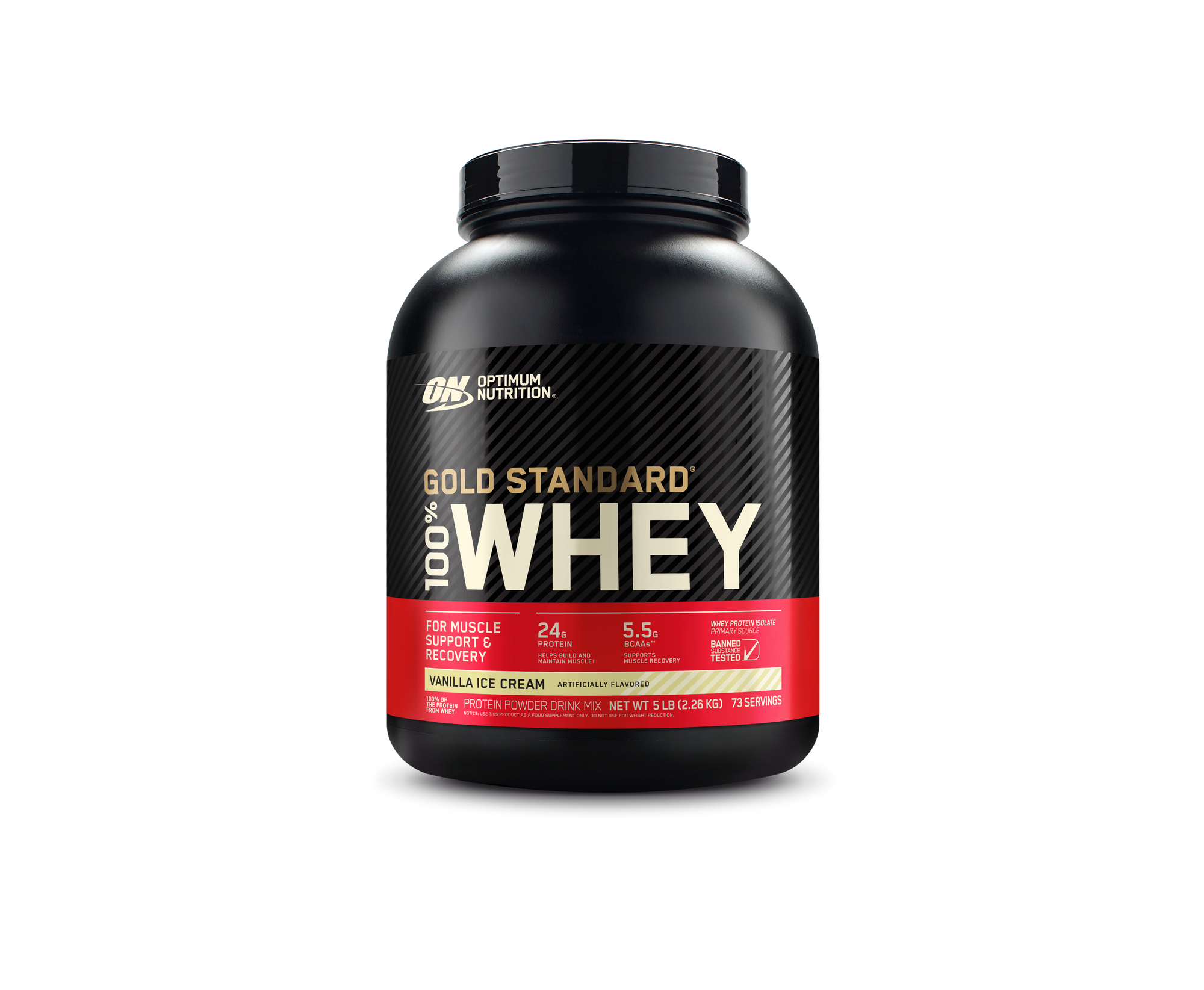 Gold Standard 100% Whey Protein Powder Vanilla Ice Cream - 5 Lbs (73 S